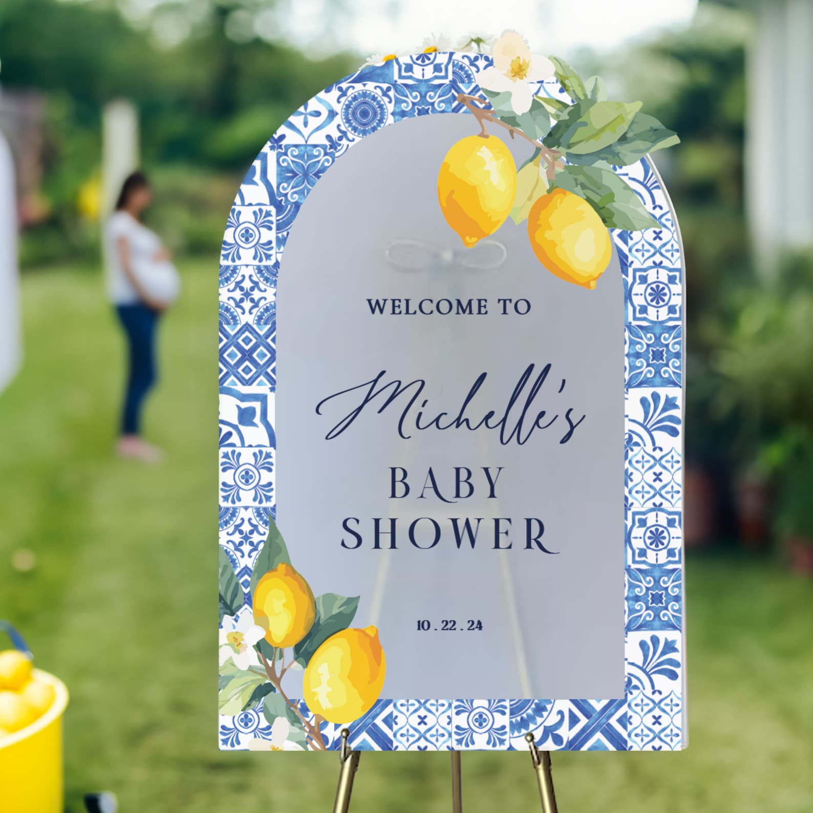 Blue Tiles Baby Shower Sign, Mama’s Main Squeeze Baby Shower Sign ...