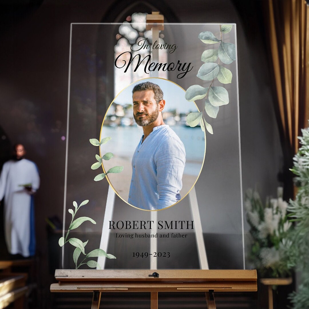 Funeral Sign, Custom in Loving Memory Photo Sign, Photo Funeral Sign ...