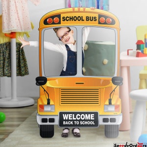 School Bus Photo Booth, School Bus Cutout Prop, School Bus Photo Frame ...