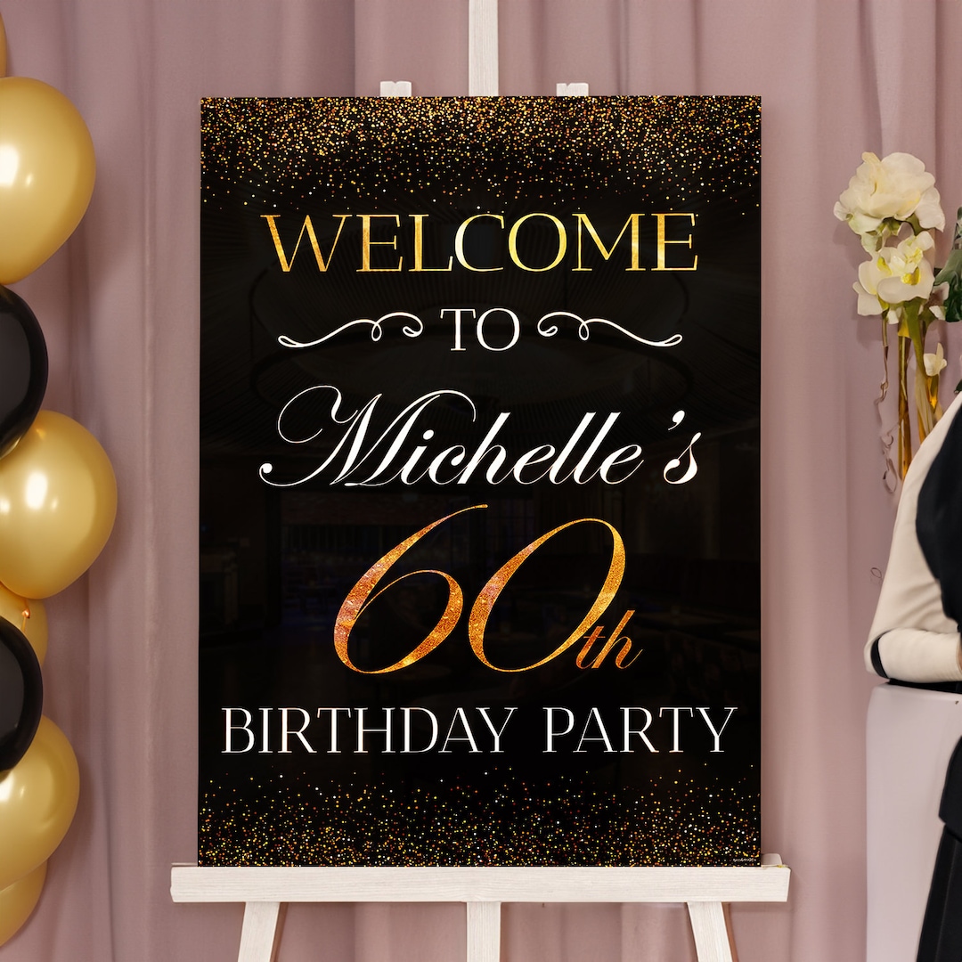 60th Birthday Sign, Welcome Sign for 60th Birthday Party, Custom 60th ...