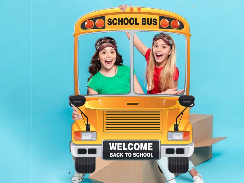School Bus Photo Booth, School Bus Cutout Prop, School Bus Photo Frame ...