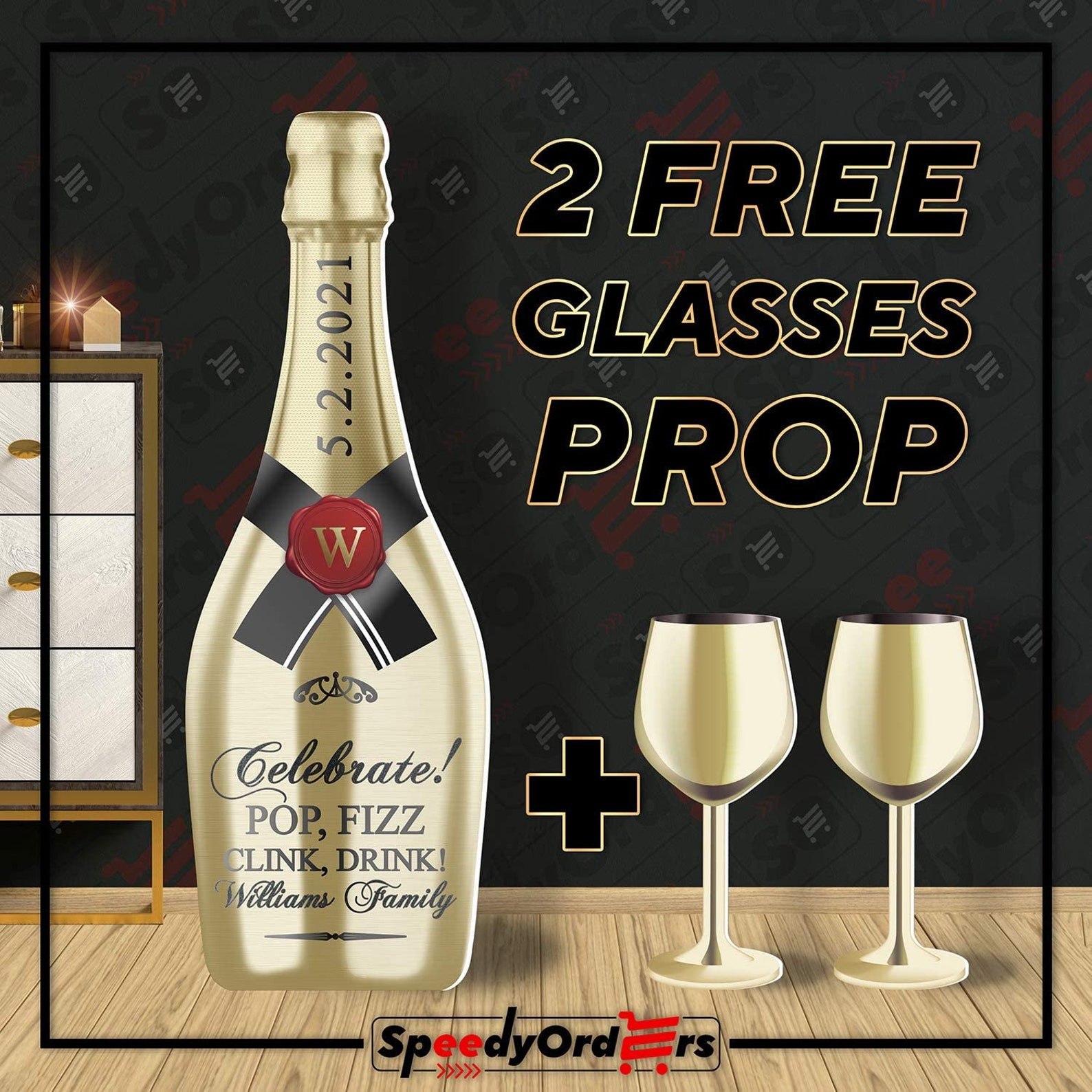 Champagne Prop - Champagne Bottle - Personalized Champagne Party Prop ...