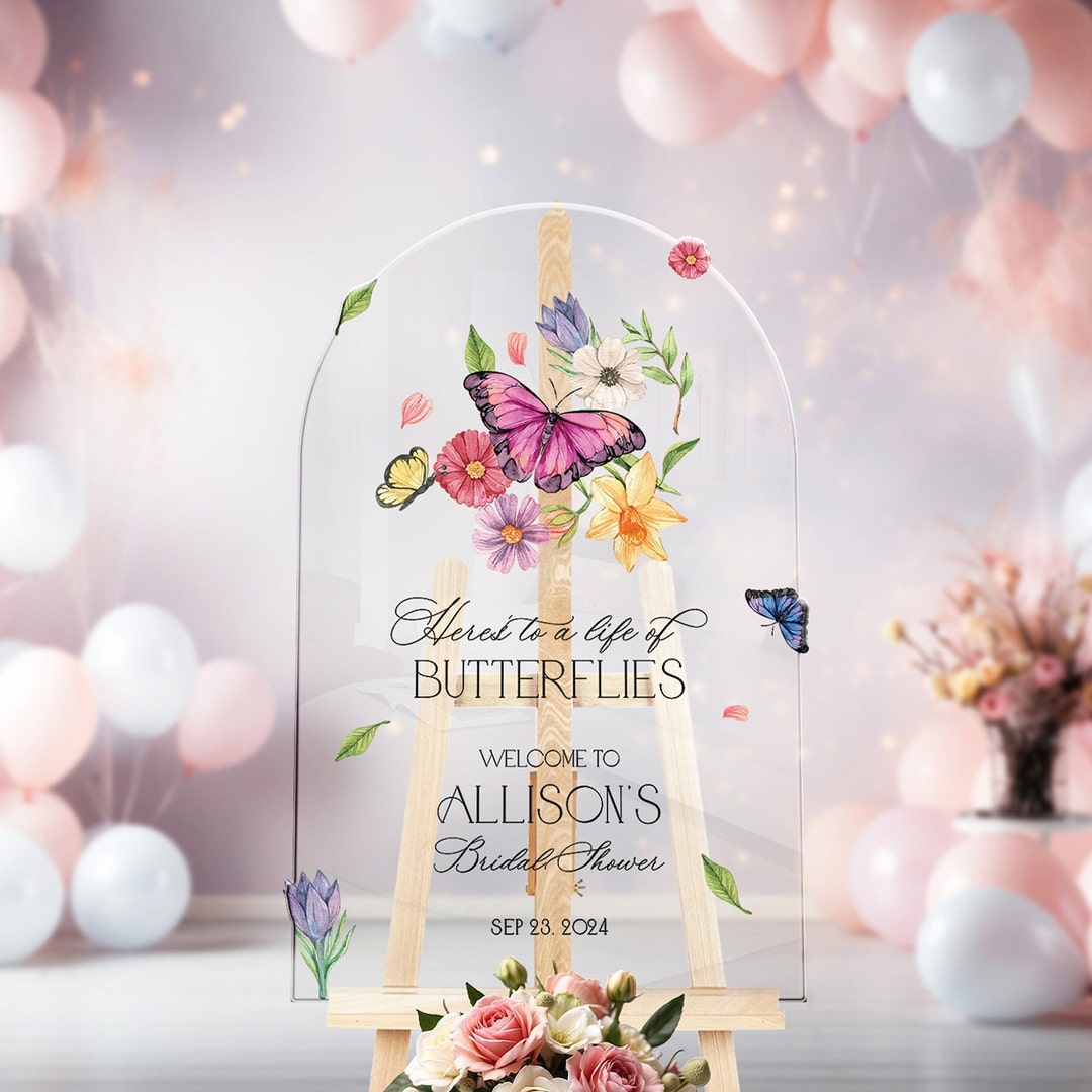Here's to A Lifetime of Butterflies Bridal Shower Sign, Butterflies ...