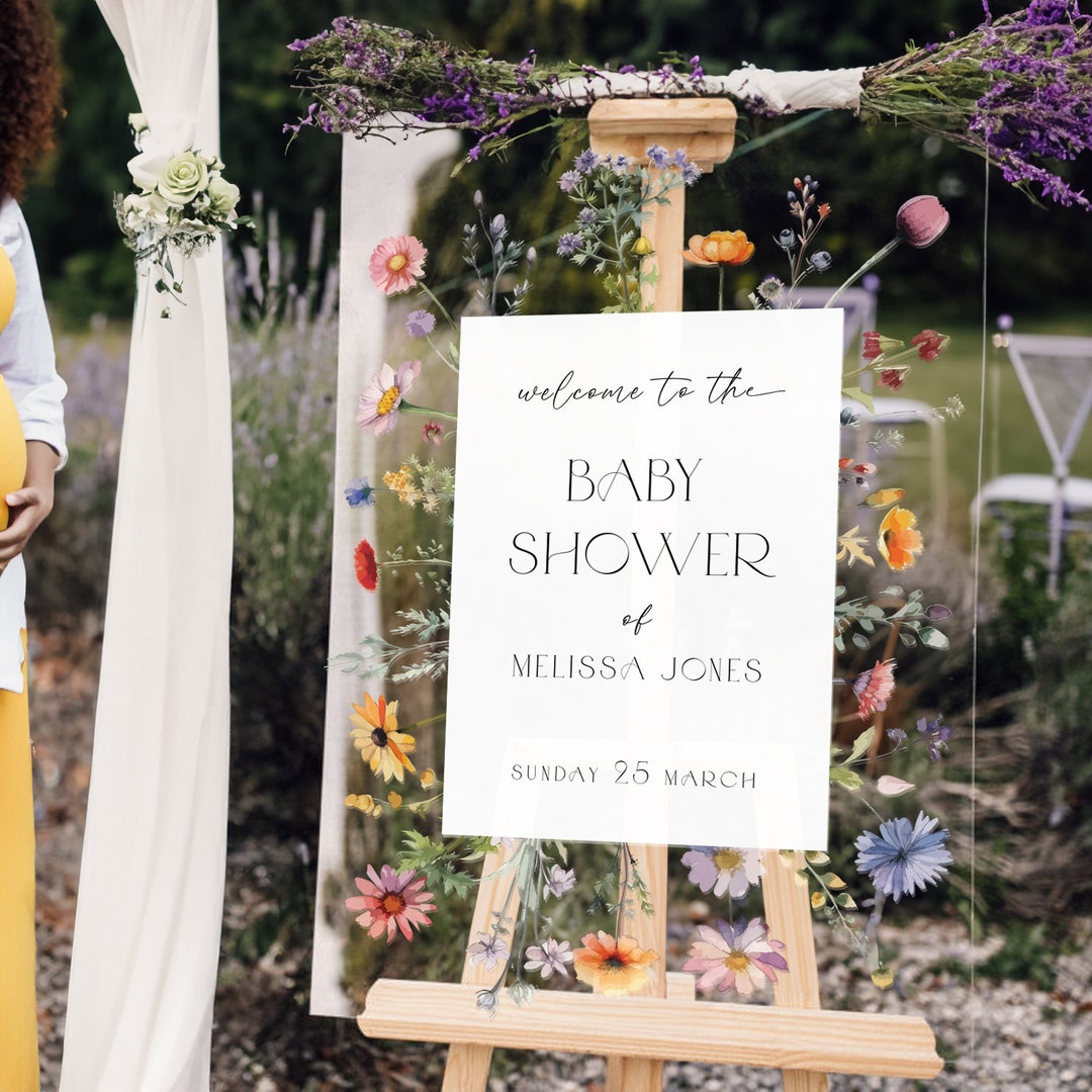 Wildflower Baby Shower Sign, Wildflower Baby Shower Welcome Sign ...