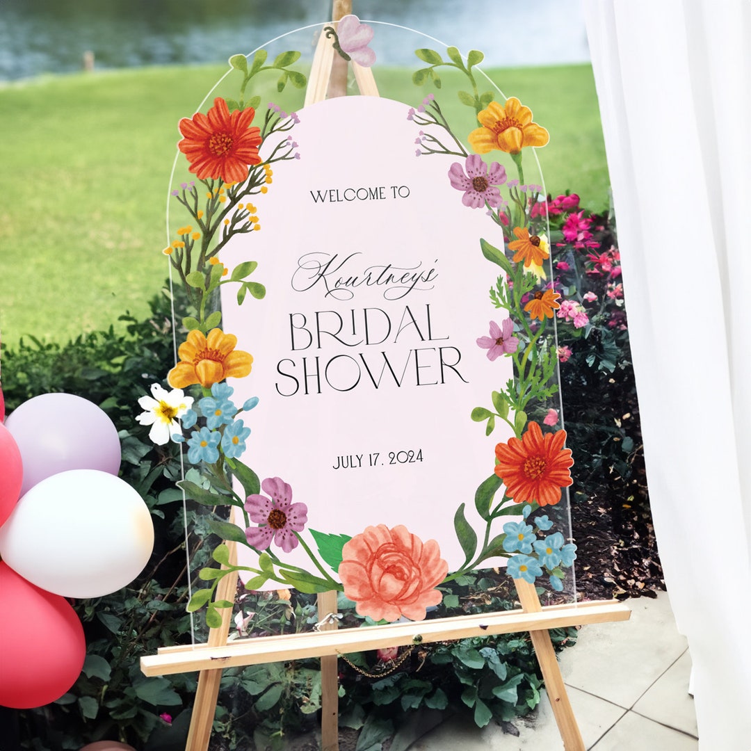 Floral Bridal Shower Welcome Sign, Wildflowers Bridal Shower Sign ...