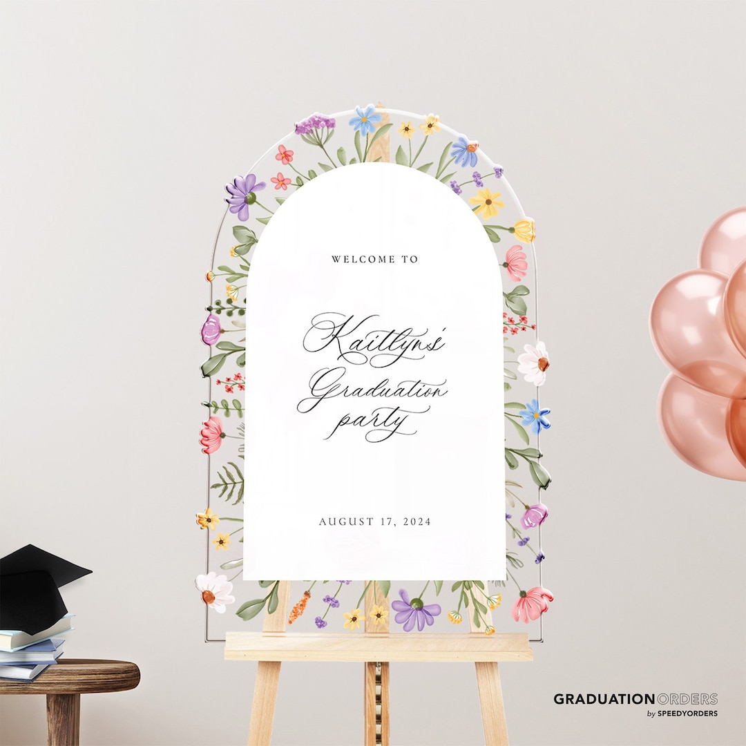 Graduation Sign, Wildflowers Graduation Welcome Sign, Wildflower ...