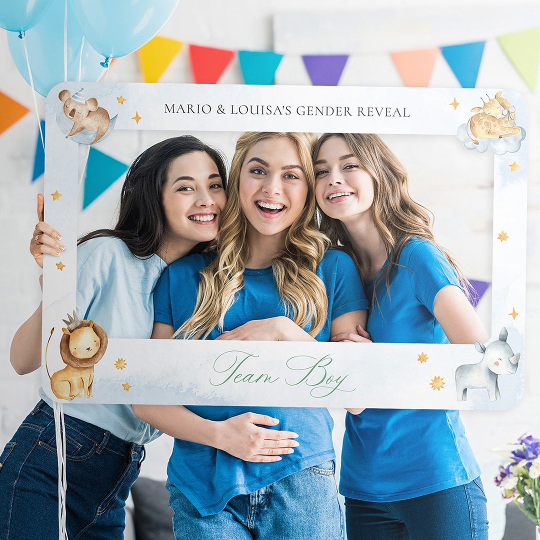 Gender Reveal Photo Booth, Team Boy Gender Reveal Photo Prop Frame ...