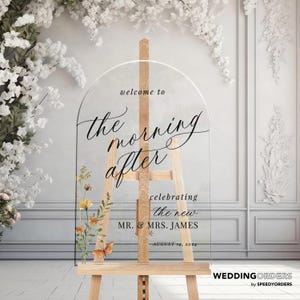 The Morning After Wedding Sign, Wildflowers Wedding Brunch Sign, Modern ...