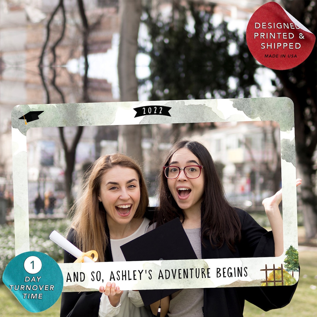 Graduation Party Selfie Frame, Personalized Adventure Begins Frame ...