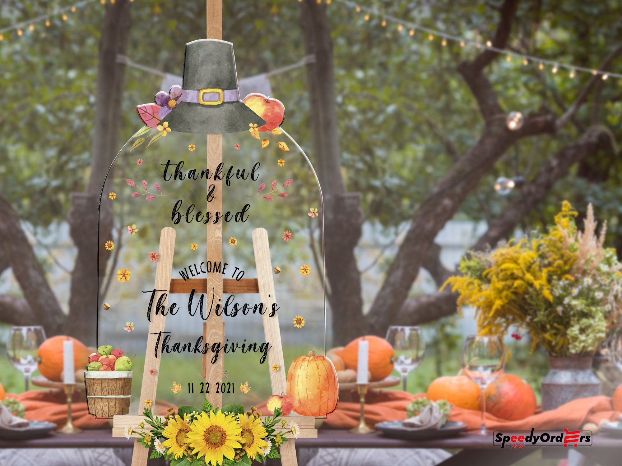 Thanksgiving Welcome Sign Personalized Give Thanks - Etsy