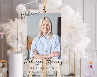 Retirement Party Welcome Sign With Photo for Women, Happy Retirement ...