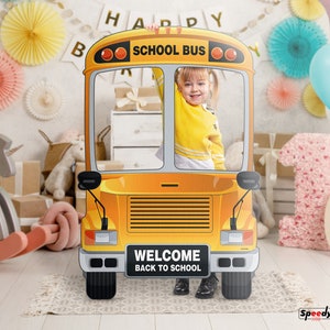 School Bus Photo Booth, School Bus Cutout Prop, School Bus Photo Frame ...
