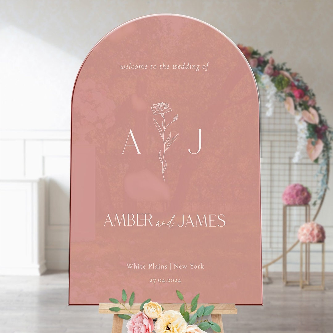 Pink Wedding Welcome Sign, Arched Wedding Sign, Personalized Wedding ...