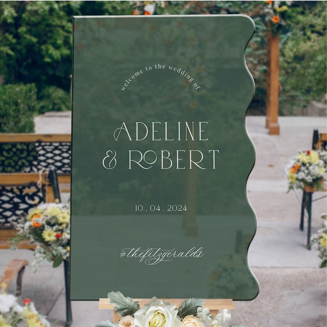 Green Wedding Welcome Sign, Moss Green Wedding Entrance Sign, Modern ...