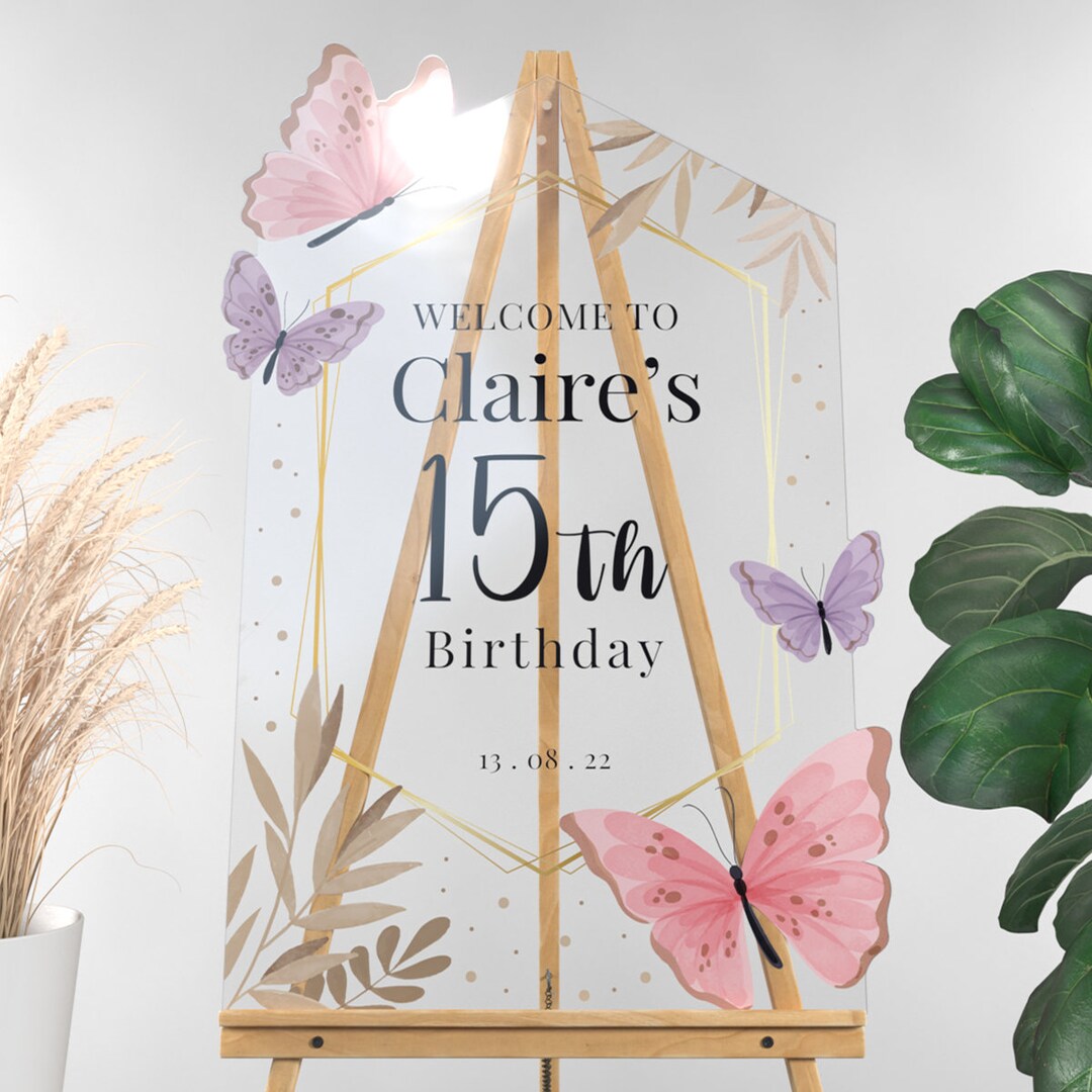 Butterfly Birthday Party Welcome Sign, Butterfly Party Sign, Butterfly ...