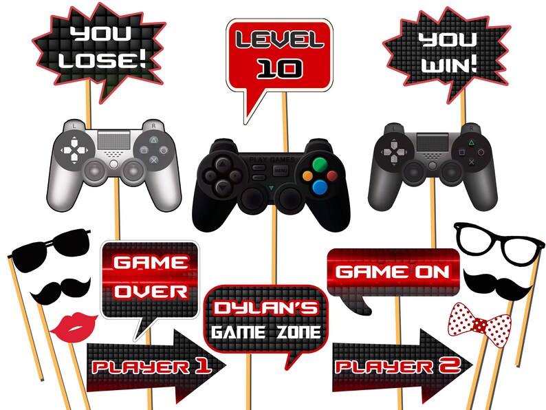 Custom Video Game Photo Booth Props Controller Paper Props | Etsy