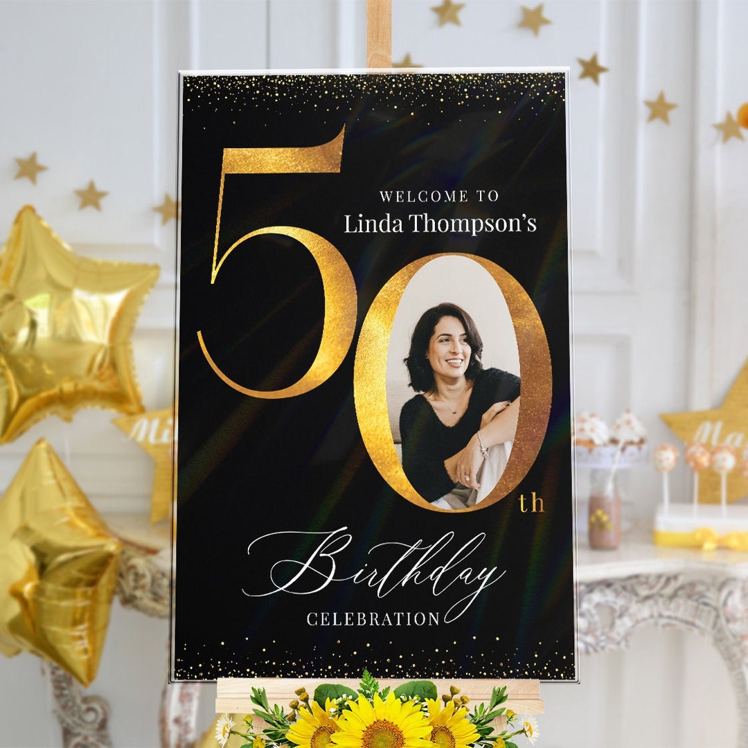 50th Birthday Sign 50th Birthday Welcome Sign With Photo Fab - Etsy