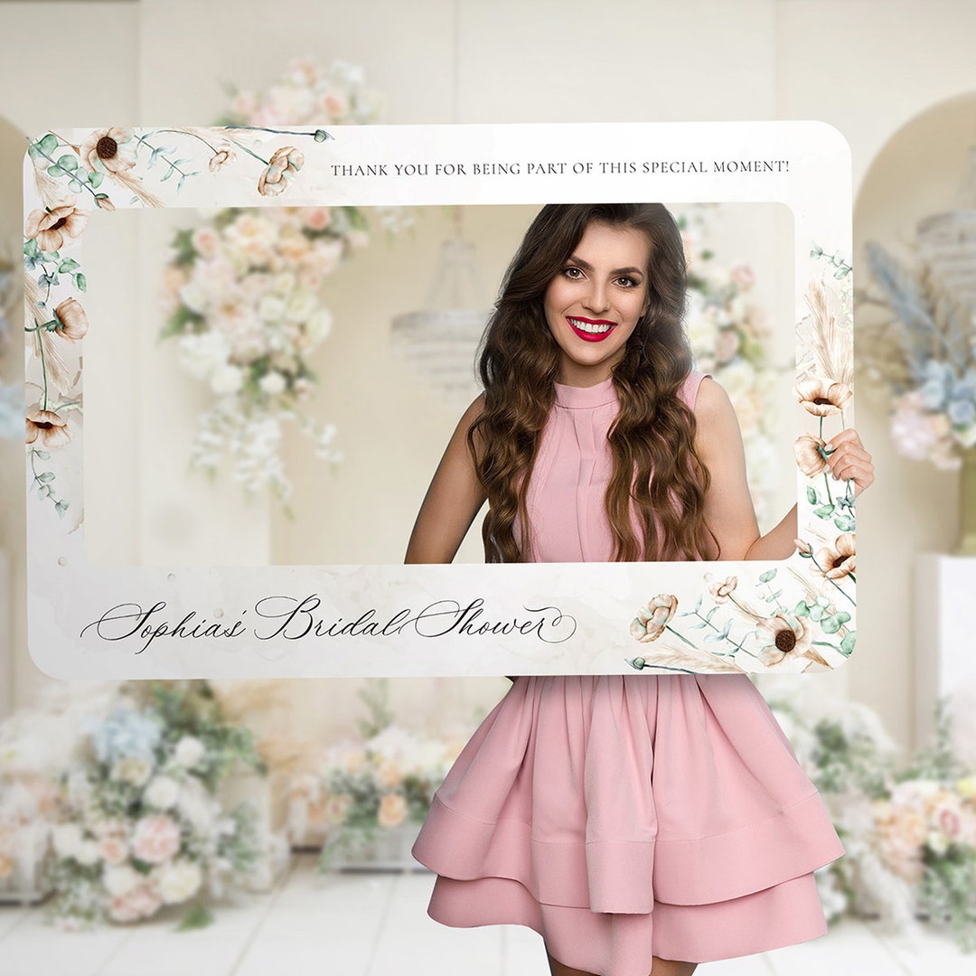 Bridal Shower Photo Booth Frame, Custom Floral Bridal Shower Selfie ...