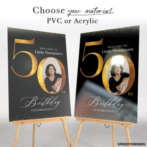 50th Birthday Sign, 50th Birthday Welcome Sign With Photo, Fab at 50 ...