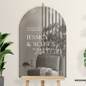 Engagement Welcome Sign, Silver Mirror Engagement Party Sign, Welcome ...