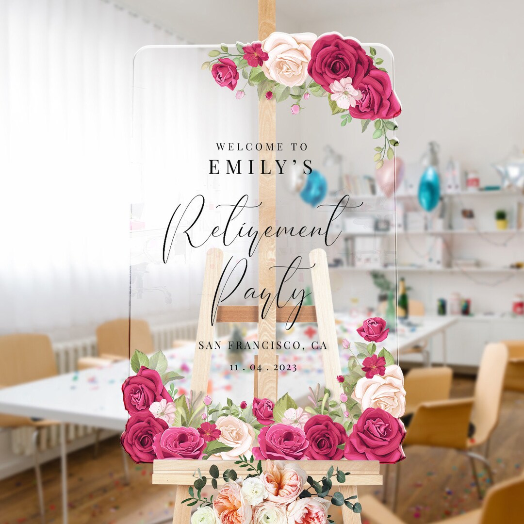 Retirement Party Welcome Sign Custom Blushing Roses - Etsy