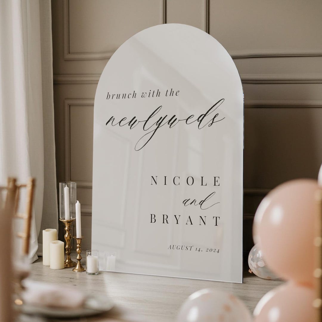 Brunch With the Newlyweds Sign, Minimalist Wedding Brunch Sign, Modern ...