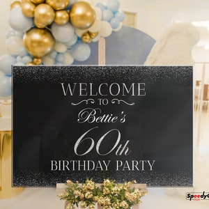 60th Birthday Sign, Welcome Sign for 60th Birthday Party, Custom 60th ...