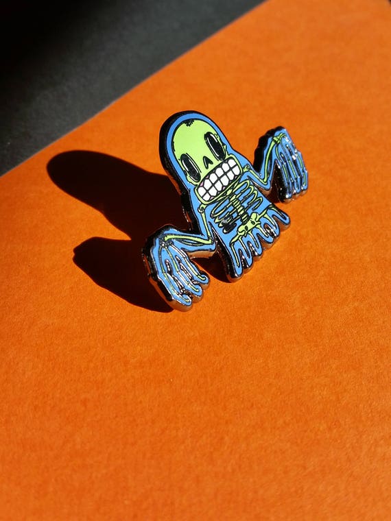 Skully Ghost Enamel Pin Skeleton Pin Ghost Pin with Glow | Etsy