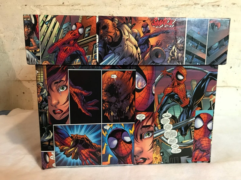 CUSTOM SPIDER-MAN Decoupage Comic Book Storage Box - Etsy