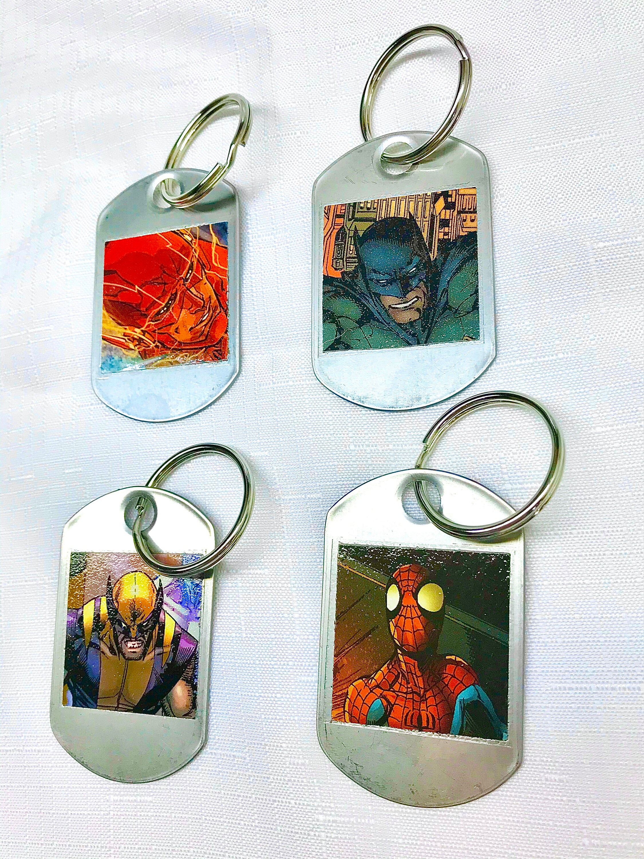 Decoupage Comic Book DOG TAG Style Key Chain. - Etsy
