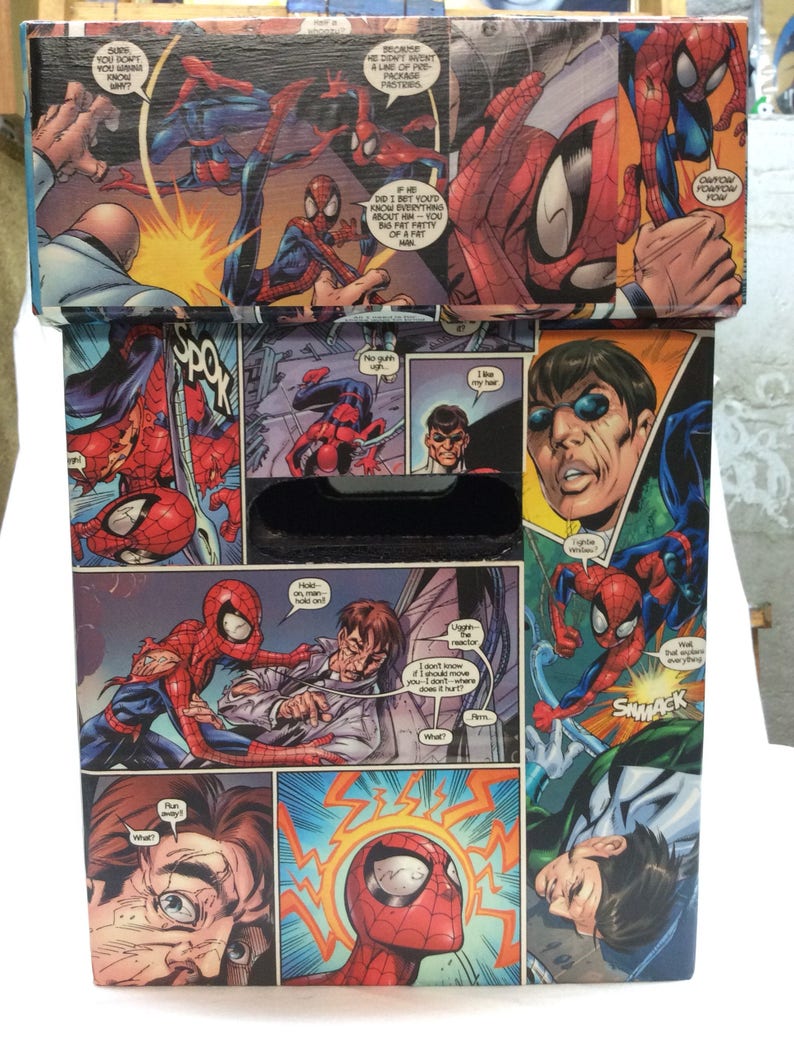 CUSTOM SPIDER-MAN Decoupage Comic Book Storage Box | Etsy