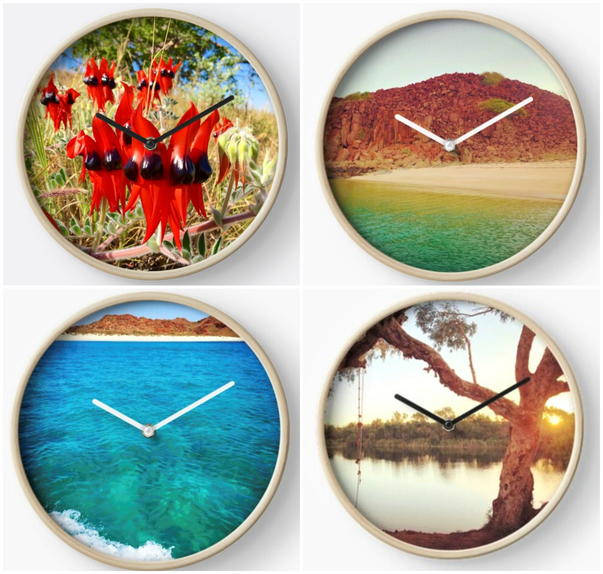 Pilbara Wall Clock, Australian Landscape Clock, Wildflower Clock ...