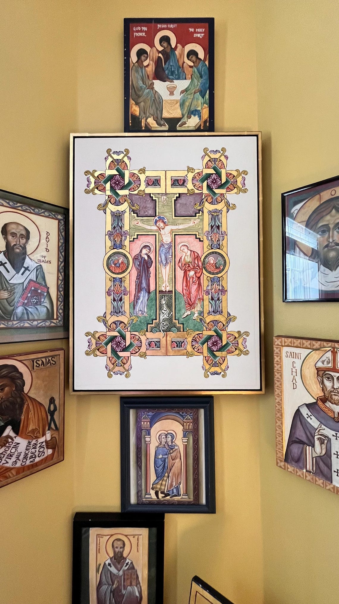 Crucifix With Winchester Style Border, Original Religious Art Print on ...