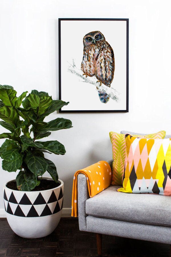 Ruru Morepork New Zealand Bird Large Print, From Original Painting - Etsy