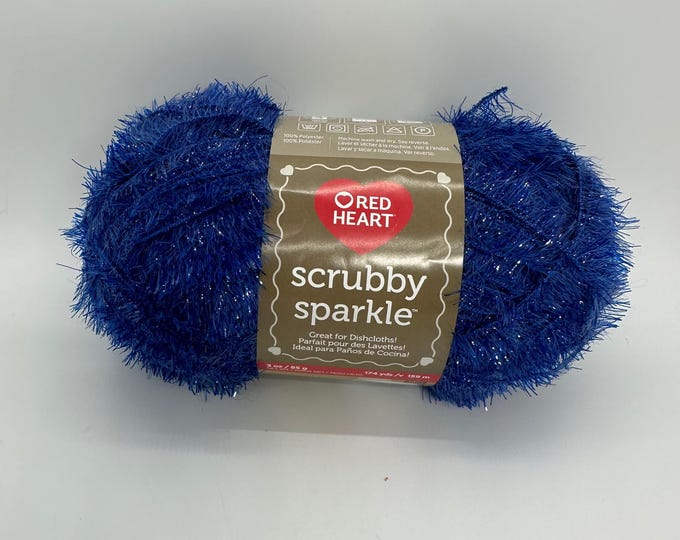 Red Heart Scrubby Sparkle in Blueberry Color, Scrubby Sparkle Yarn in ...
