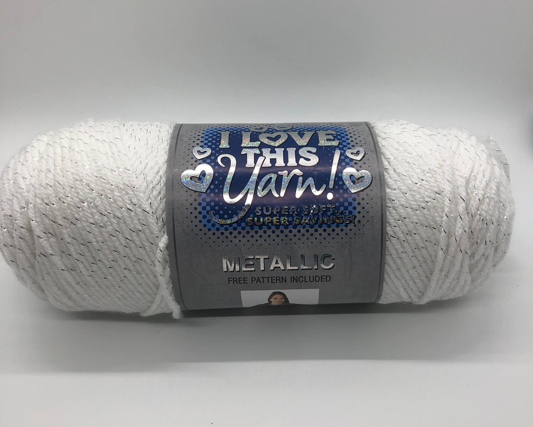 Metallic I Love This Yarn in White Color, White Sparkle Yarn - Etsy