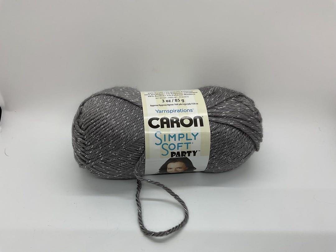Caron Simply Soft Party Yarn: Platinum Sparkle Gray Color - Etsy
