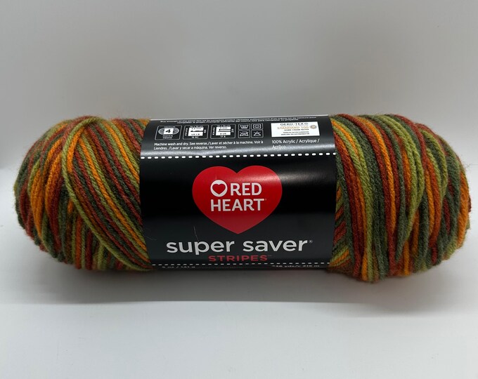Red Heart Super Saver Stripes Yarn: Fall Colors, Acrylic Worsted Weight ...