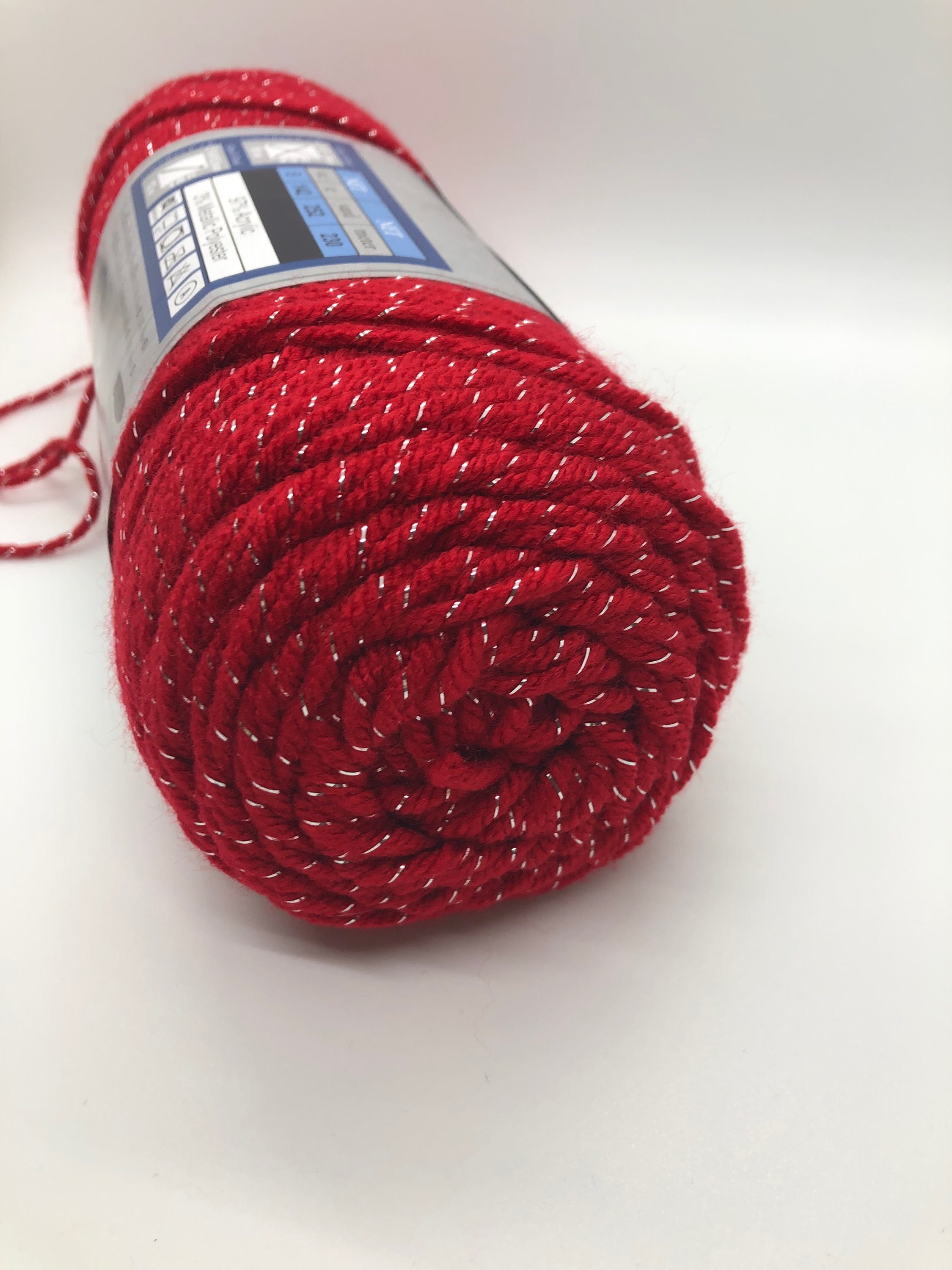 Metallic I Love This Yarn in Red Color Red Sparkle Yarn - Etsy