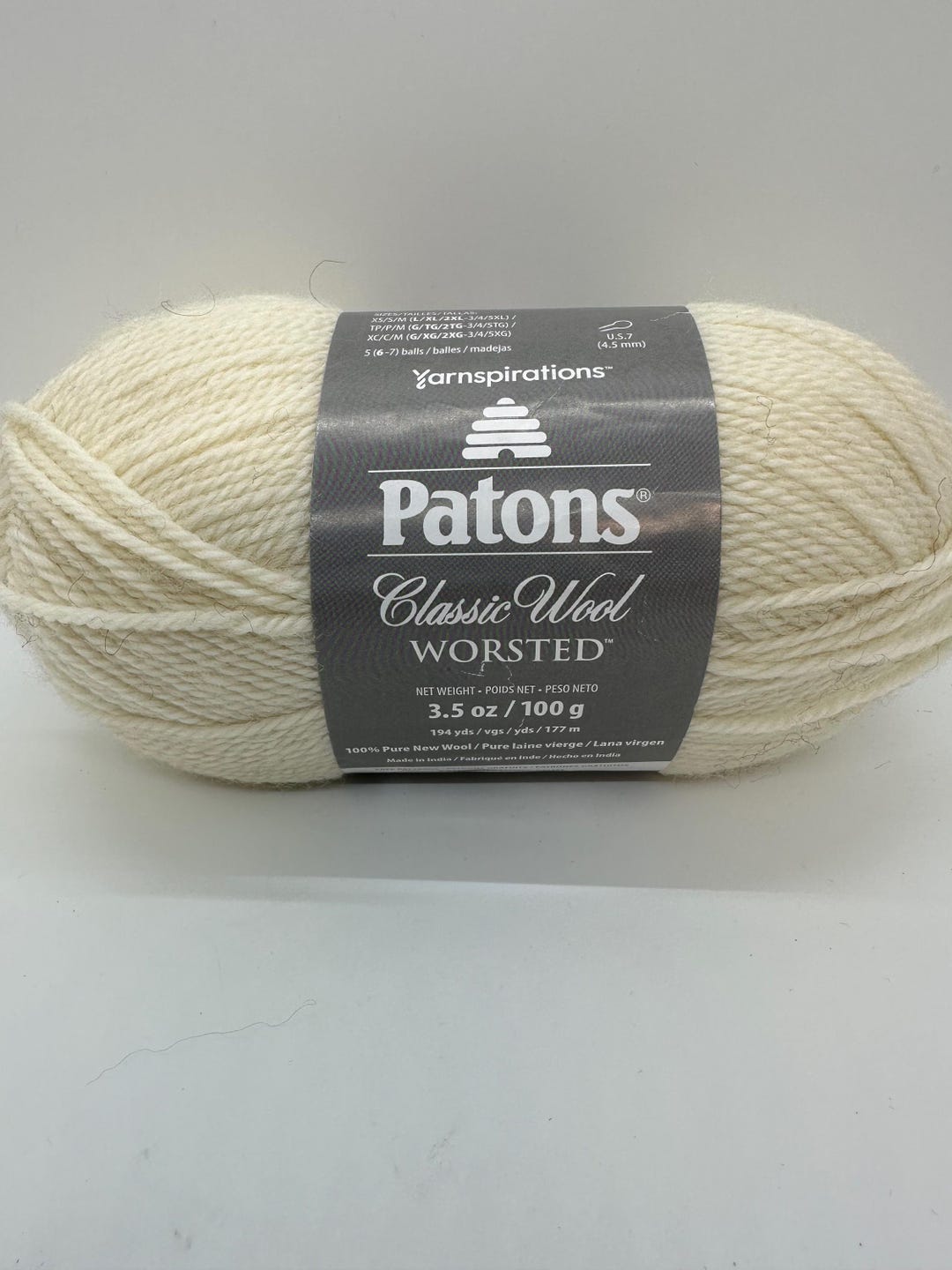 Patons Classic Wool Worsted Yarn in Aran Color, off White Yarn - Etsy