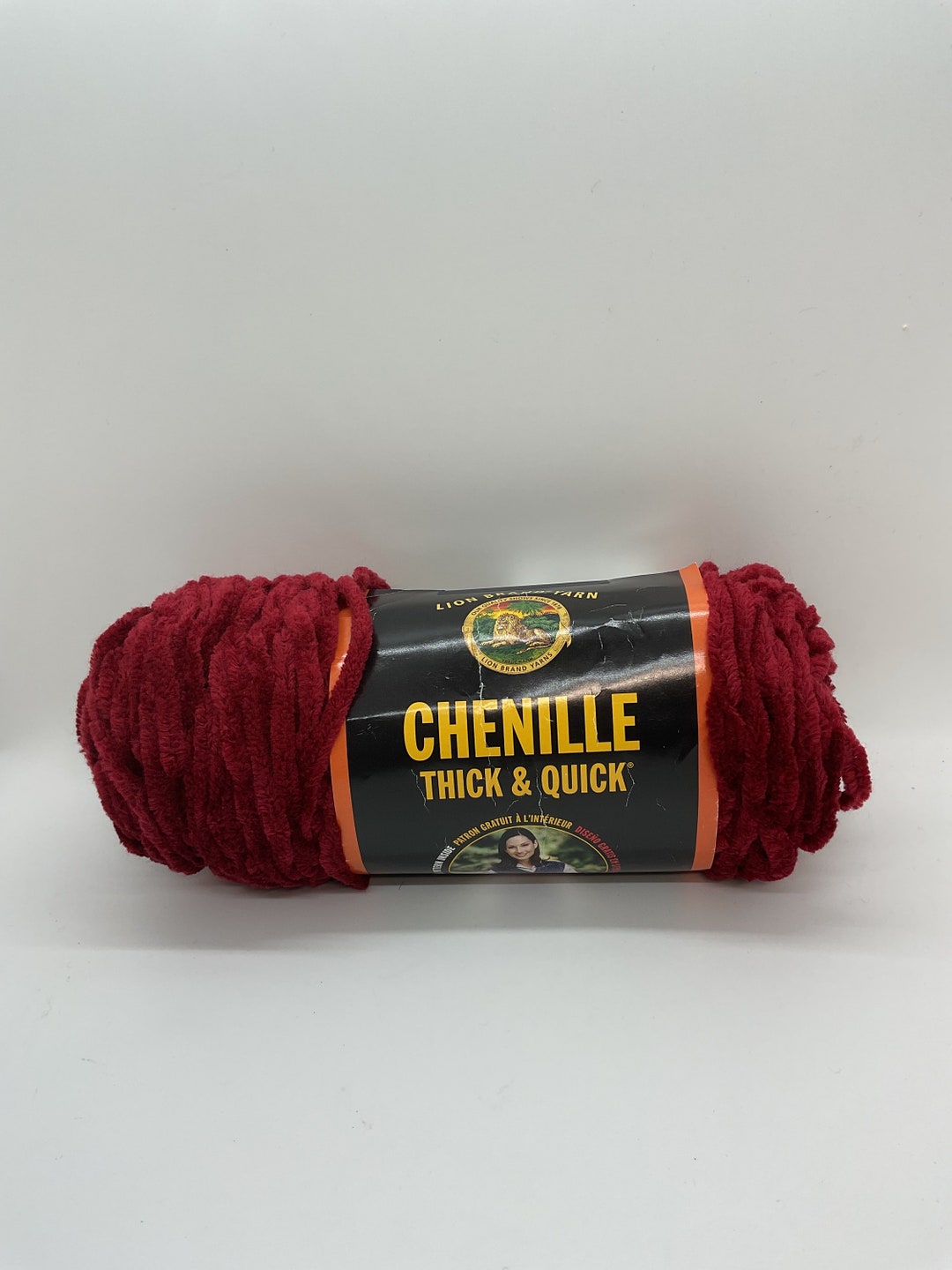 Discontinued Yarn. Lion Brand Chenille Think and Quick Yarn in Wine ...