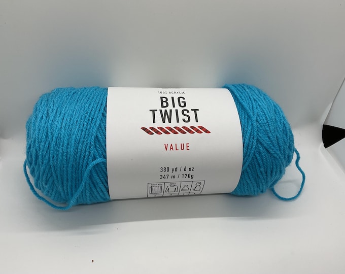 Big Twist Value Yarn in Cyan Color, Turquoise Acrylic Yarn, Bright Blue ...