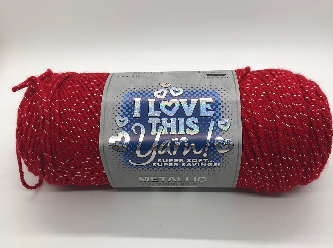 Metallic I Love This Yarn in Red Color, Red Sparkle Yarn - Etsy