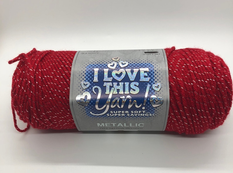 Metallic I Love This Yarn in Red Color Red Sparkle Yarn - Etsy