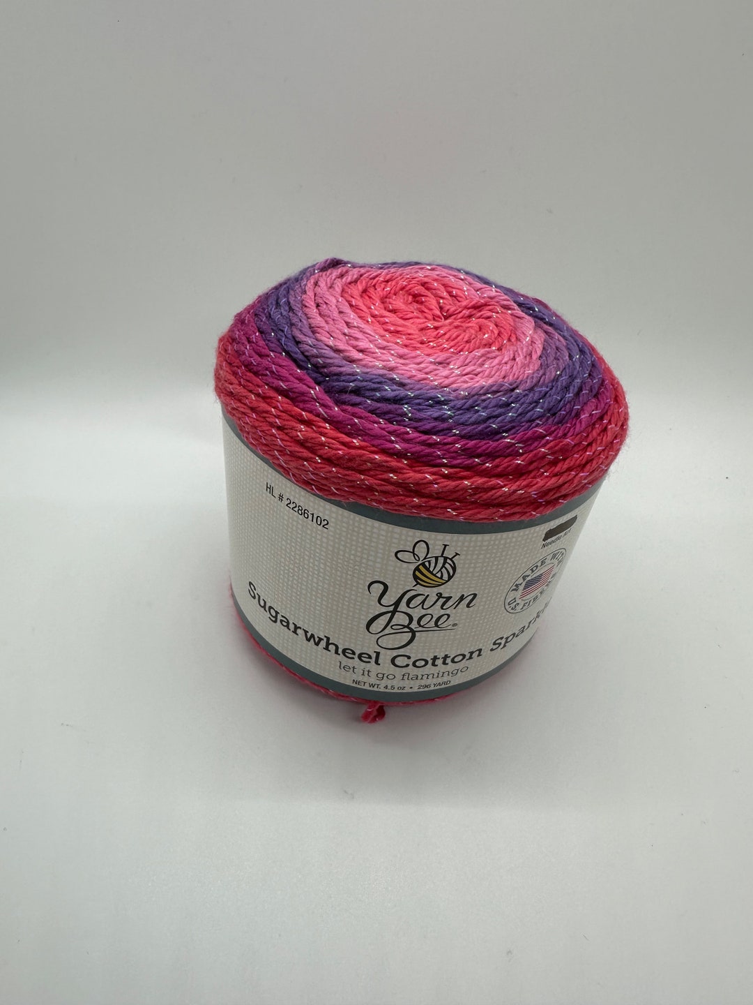 Yarn Bee Sugarwheel Cotton Sparkle Yarn in Color Let It Go Flamingo ...