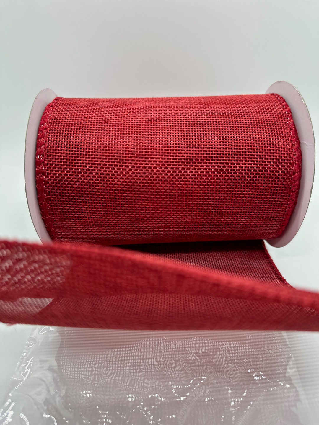 Red Fabric Ribbon 5 in X 15 Ft, Christmas Ribbon - Etsy