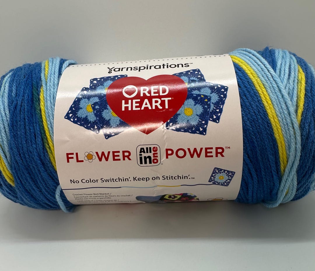 Red Heart Yarn, All in One Flower Power in Bluebell Color - Etsy