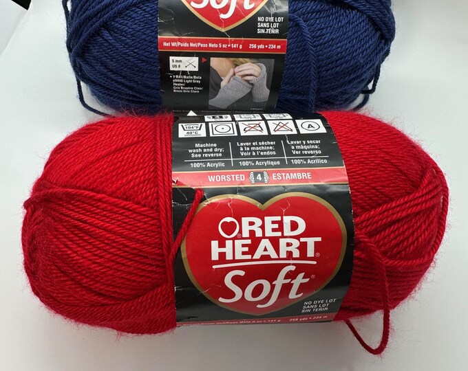 Red Heart Soft Yarn, Two Colors to Choose From: Really Red and Navy - Etsy