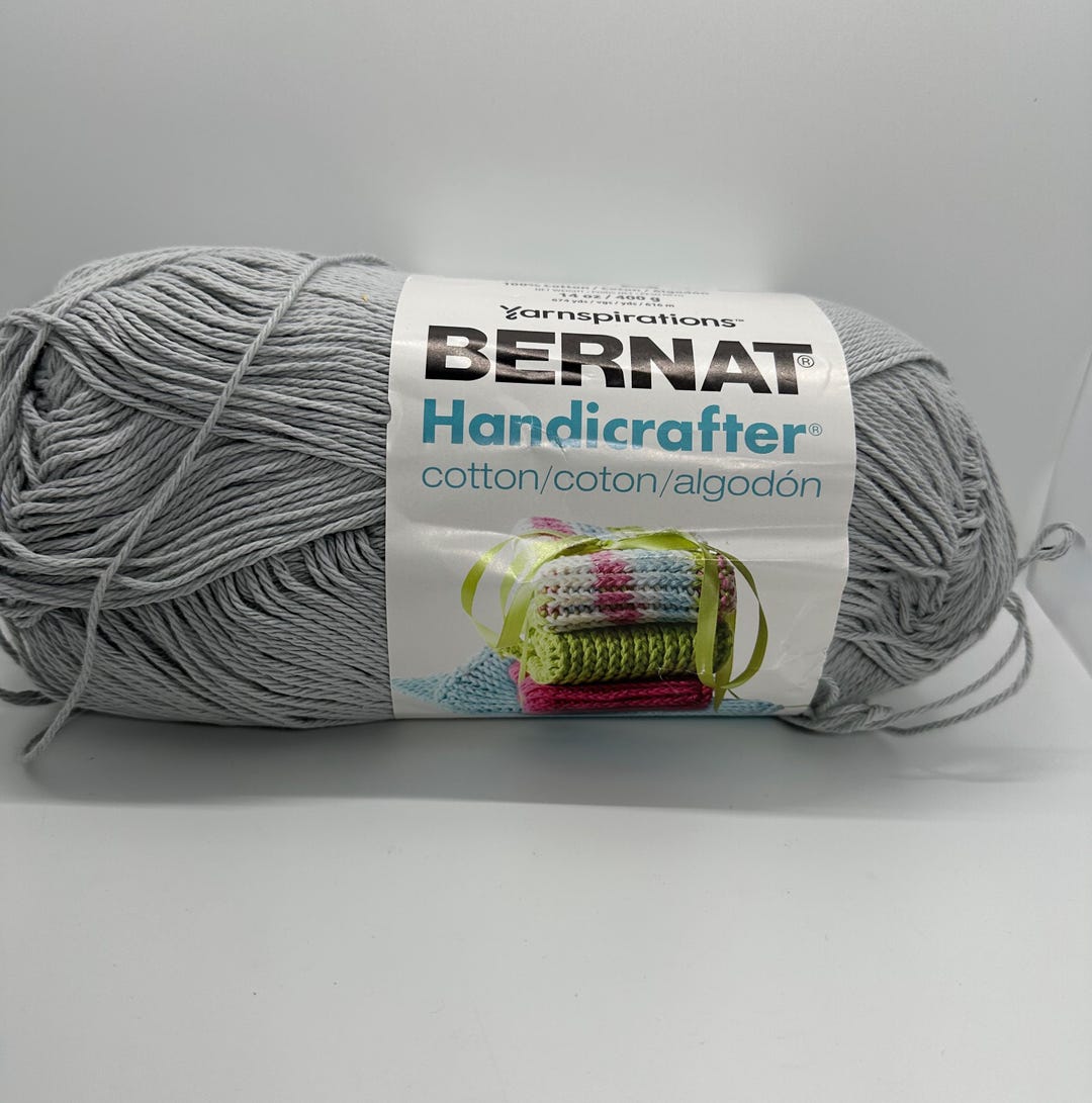 Bernat Handicrafter Cotton Yarn: Soft Gray Color, Grey Cotton 400g/14oz ...