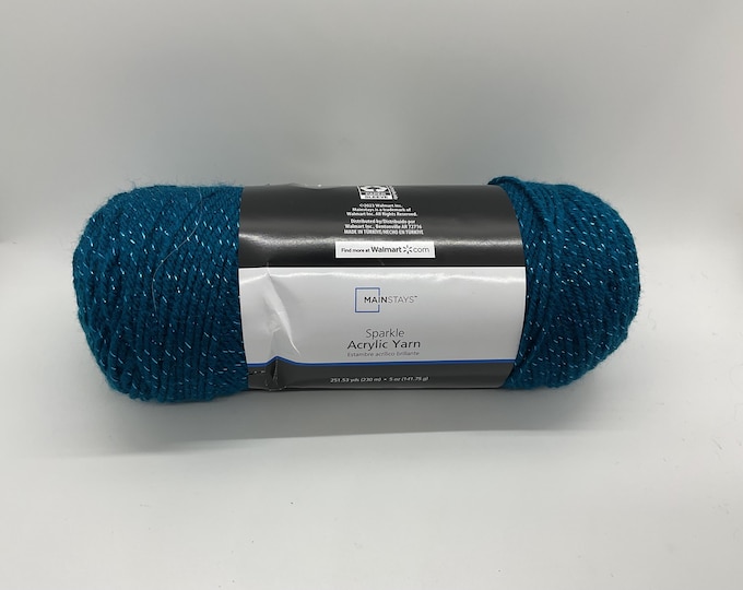 Mainstay Yarn in Teal Sparkle Color: Aran Weight, Metallic Accent - Etsy